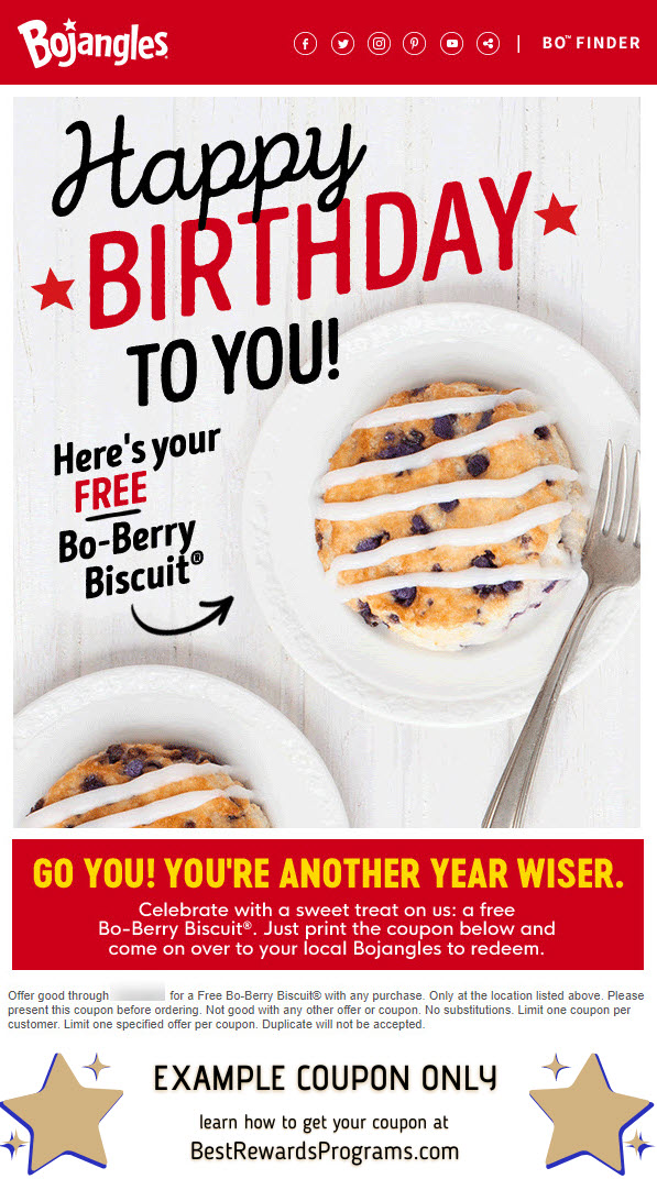 Free Birthday Food at Bojangles' | Best Rewards Programs