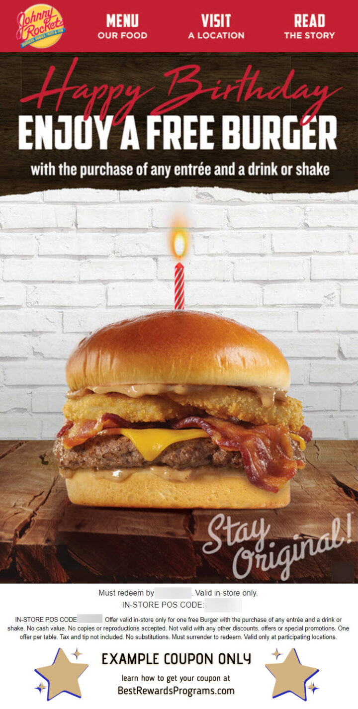Johnny Rockets Free Birthday Food | Best Rewards Programs