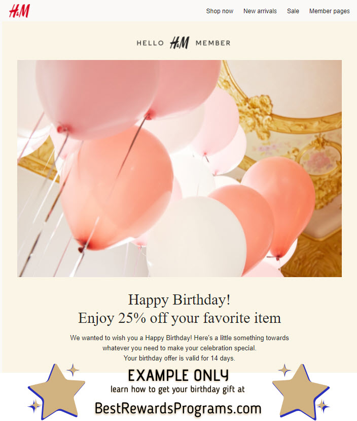Free Birthday Gift At H M Best Rewards Programs