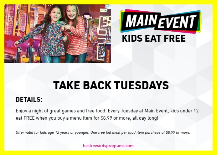 Kids Eat Free at Main Event | Best Rewards Programs